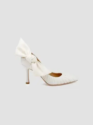 Badgley Mischka Vanesa 85mm Pleated Satin Pumps - Ivory Fabric