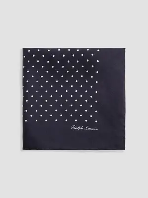 Ralph Lauren Purple Label Polka Dot Silk Pocket Square - Navy