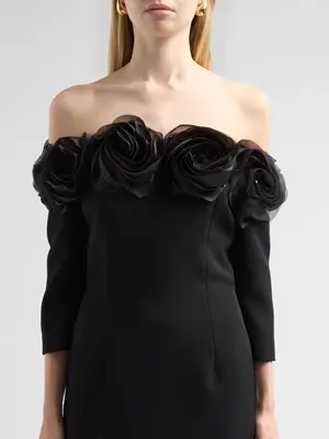 Rickie Freeman For Teri Jon Floral Crêpe Off-the-shoulder Gown