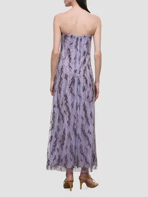 Staud Cassie Embellished Mesh Strapless A-line Gown - Lilac