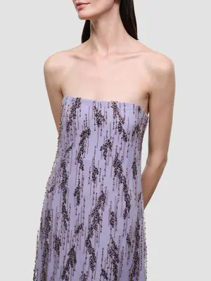 Staud Cassie Embellished Mesh Strapless A-line Gown - Lilac