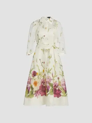 Rickie Freeman For Teri Jon Floral Button-front Cocktail Dress