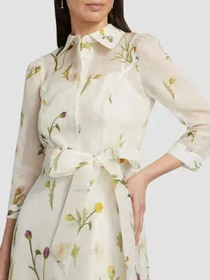 Rickie Freeman For Teri Jon Floral Button-front Cocktail Dress