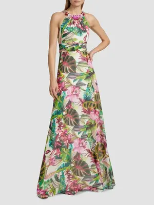 Rickie Freeman For Teri Jon Floral Chiffon Gown