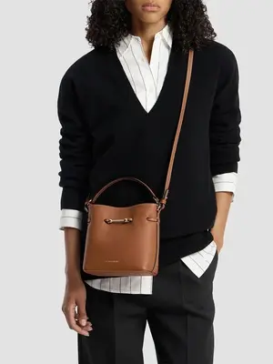 Strathberry Corda Mini Leather Bucket Bag - Chestnut
