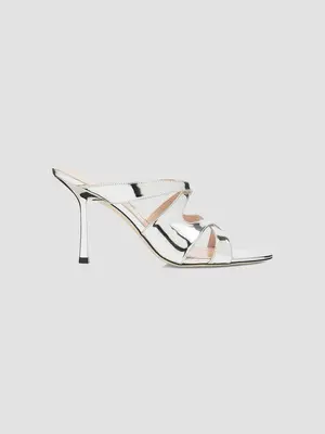 STUART WEITZMAN Rubie 85mm Patent Leather Sandals - Silver