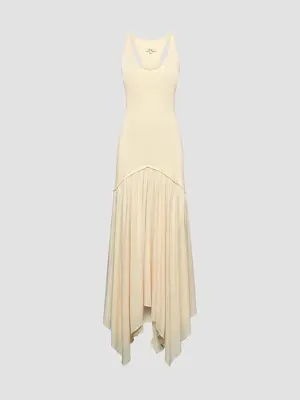 ET OCHS Ramona Asymmetric Stretch-jersey Scoopneck Maxi Dress - Wax
