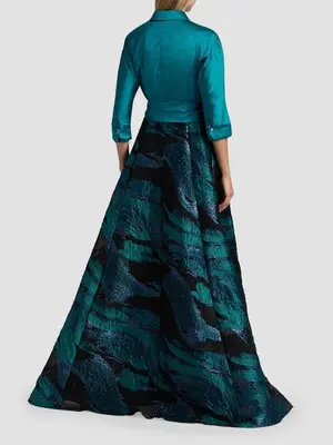 Rickie Freeman For Teri Jon Wave Jacquard Shirtwaist Gown