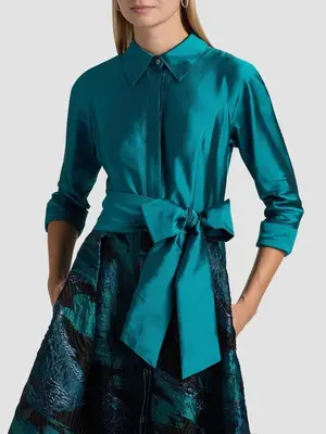 Rickie Freeman For Teri Jon Wave Jacquard Shirtwaist Gown