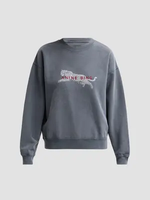 ANINE BING Spencer Leopard French-terry Crewneck Sweatshirt