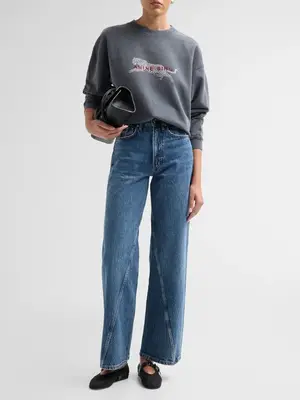 ANINE BING Spencer Leopard French-terry Crewneck Sweatshirt