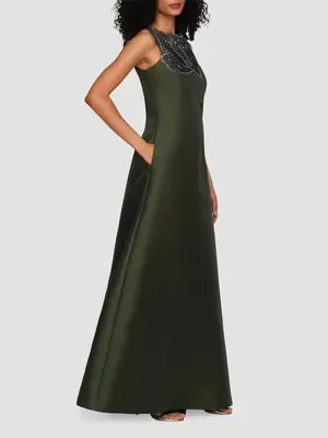 KAY UNGER Charlene Beaded Taffeta A-line Gown