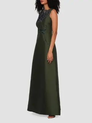 KAY UNGER Charlene Beaded Taffeta A-line Gown