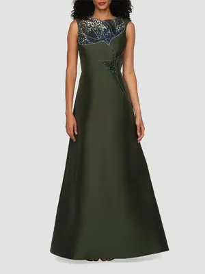 KAY UNGER Charlene Beaded Taffeta A-line Gown