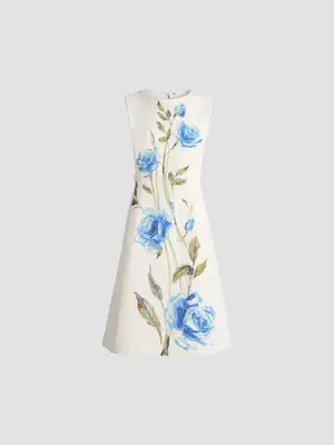 Rickie Freeman For Teri Jon Crepe Flower Print Minidress