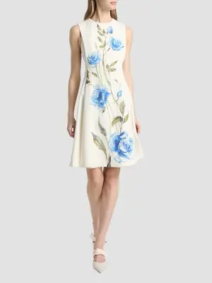 Rickie Freeman For Teri Jon Crepe Flower Print Minidress