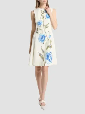 Rickie Freeman For Teri Jon Crepe Flower Print Minidress