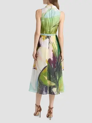 Rickie Freeman For Teri Jon Abstract Print Cotton Midi-shirtdress