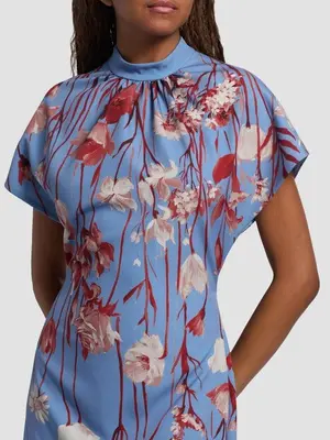 Lela Rose Stella Floral Crêpe Midi-dress