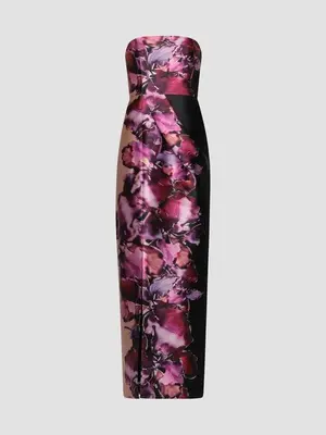 KAY UNGER Alana Floral Mikado Column Gown