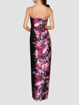 KAY UNGER Alana Floral Mikado Column Gown