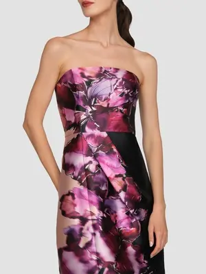 KAY UNGER Alana Floral Mikado Column Gown