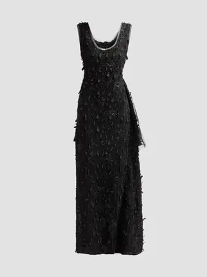 A.W.A.K.E. Mode A. W.a. K.e. Mode Side-drape Textured Maxi Dress - Black