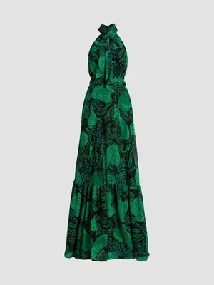 Rickie Freeman For Teri Jon Floral Chiffon Halter Fit & Flare Gown
