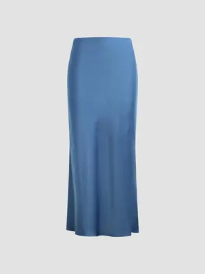 FAVORITE DAUGHTER The Favorite Hammered Satin Midi-skirt - River Blue