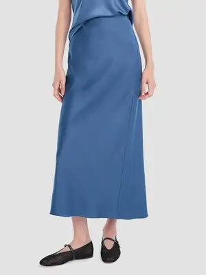 FAVORITE DAUGHTER The Favorite Hammered Satin Midi-skirt - River Blue