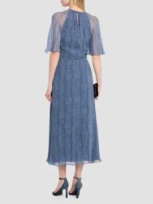 Rickie Freeman For Teri Jon Sequined Floral Silk Chiffon Midi Dress