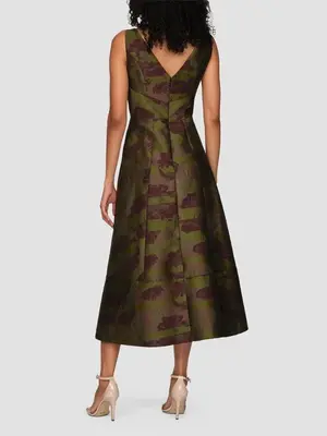 KAY UNGER Camilla Floral Stripe Tea-length Gown