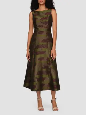 KAY UNGER Camilla Floral Stripe Tea-length Gown