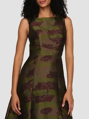 KAY UNGER Camilla Floral Stripe Tea-length Gown