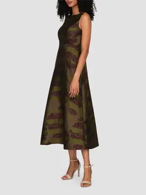 KAY UNGER Camilla Floral Stripe Tea-length Gown