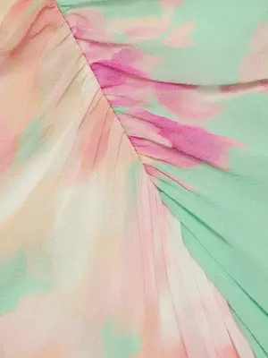 Rickie Freeman For Teri Jon Floral Silk Chiffon Ruched-front Midi-dress