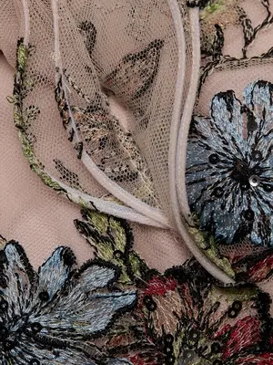 Rickie Freeman For Teri Jon Embroidered Tulle Self Flower Gown