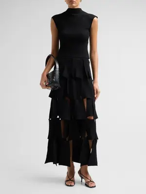 A.W.A.K.E. Mode A. W.a. K.e. Mode Knitted Multi-trapeze Maxi Skirt