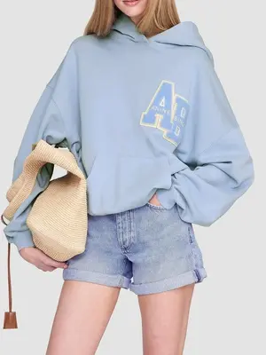 ANINE BING Harvey Letterman Cotton Fleece Hoodie