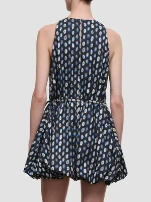 Staud Molly Cotton Bubble-hem Mini Dress - Glasswork