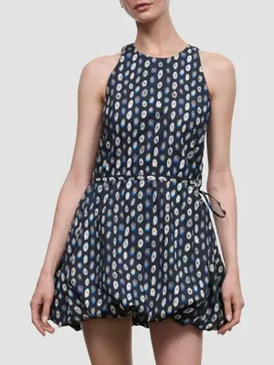 Staud Molly Cotton Bubble-hem Mini Dress - Glasswork