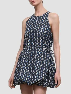 Staud Molly Cotton Bubble-hem Mini Dress - Glasswork