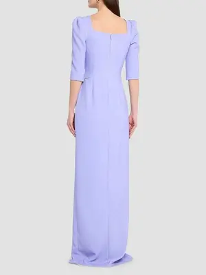 Rickie Freeman For Teri Jon Iris Print Crepe Column Gown