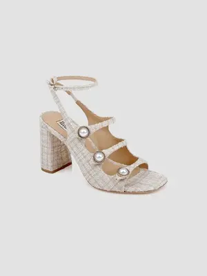 Badgley Mischka Vella 85mm Tweed Block-heel Sandals