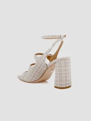 Badgley Mischka Vella 85mm Tweed Block-heel Sandals