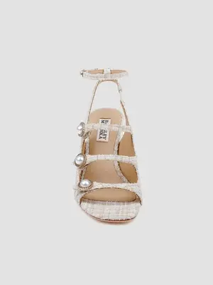 Badgley Mischka Vella 85mm Tweed Block-heel Sandals