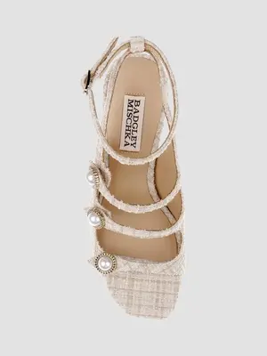 Badgley Mischka Vella 85mm Tweed Block-heel Sandals