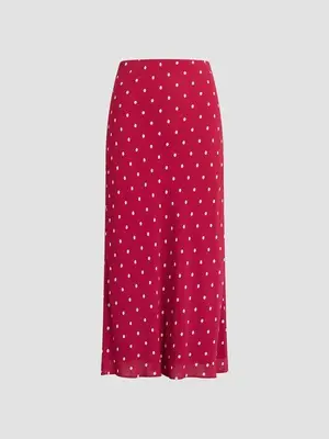 FAVORITE DAUGHTER The Jojo Polka Dot Midi-skirt - Raspberry Ivory