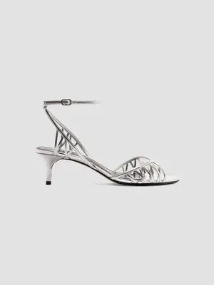 ALEXANDRE BIRMAN Solene 50mm Leather Sandals - Silver