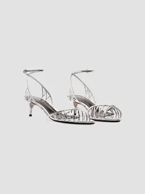 ALEXANDRE BIRMAN Solene 50mm Leather Sandals - Silver